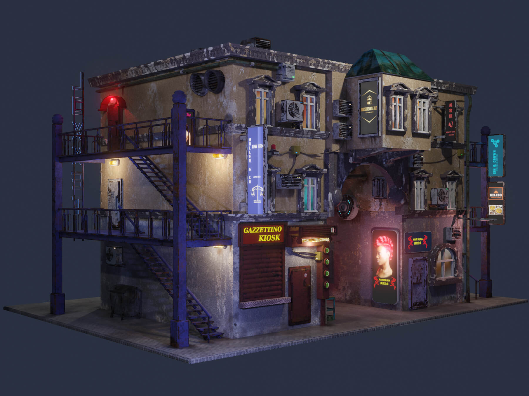 Cyberpunk Mall - 3D Model by PixMoDream