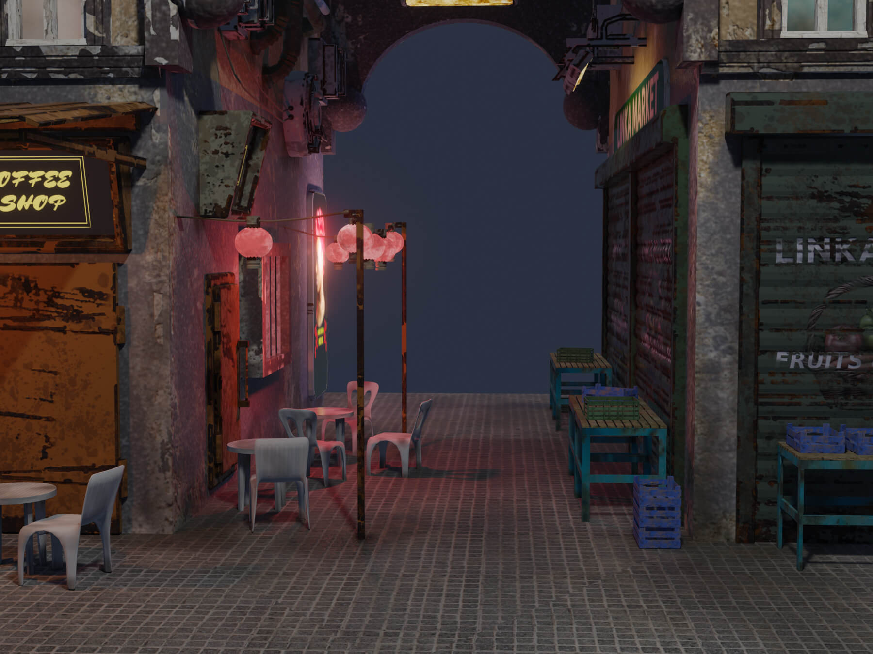 Cyberpunk Mall - 3D Model by PixMoDream