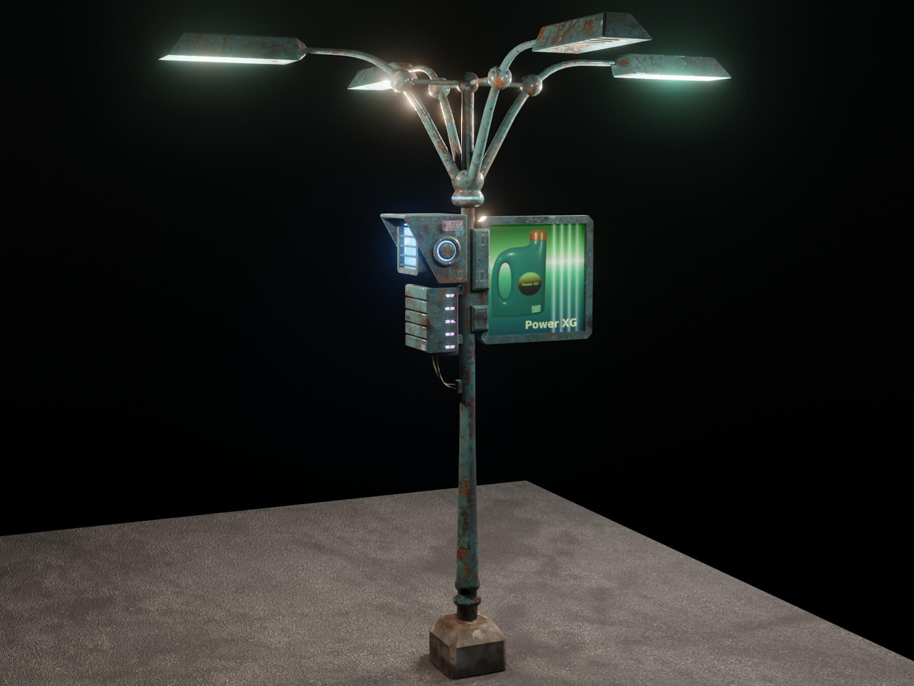 Cyber Punk Streetlight Set - 3D Model by PixMoDream