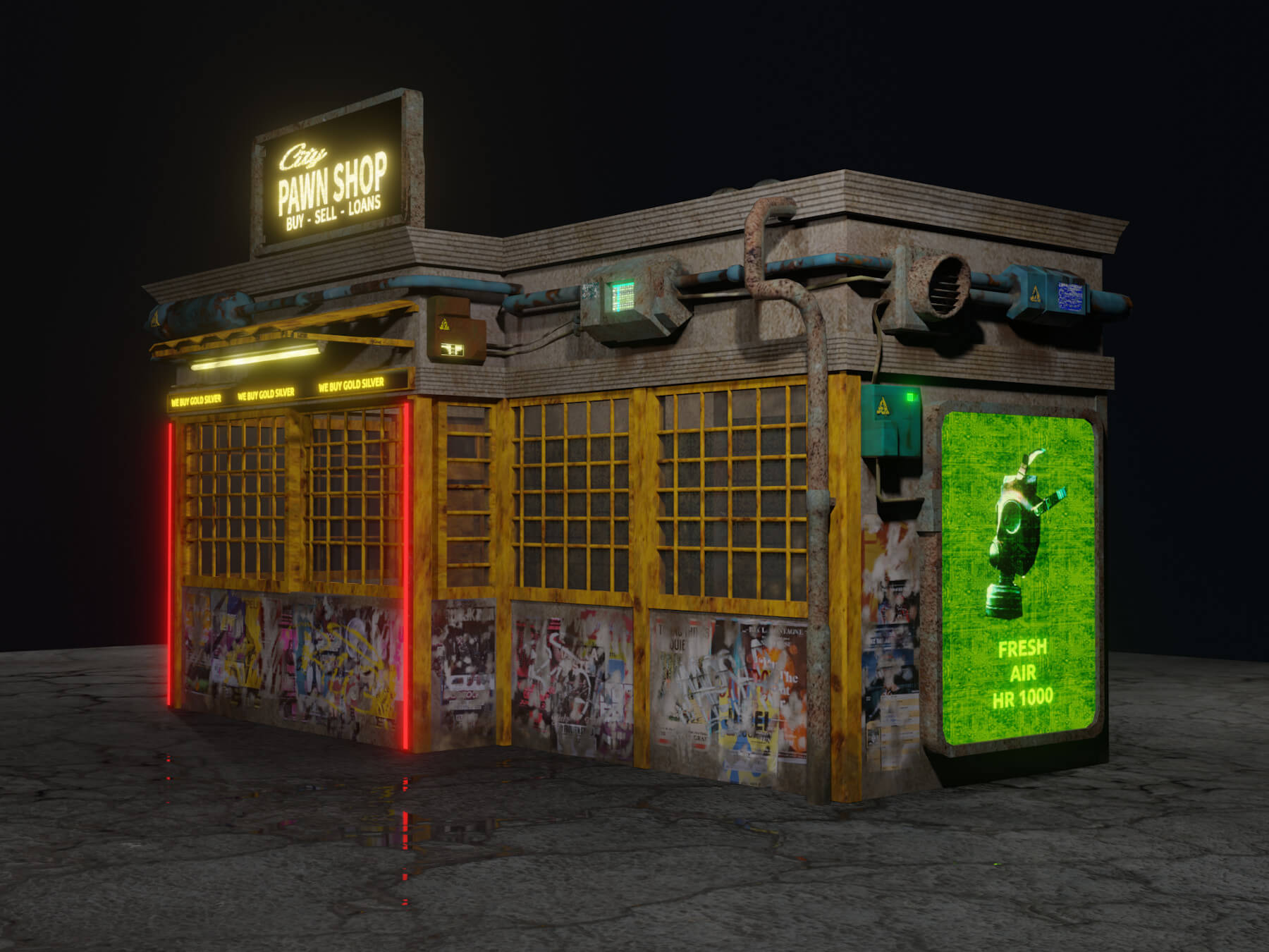 Cyberpunk Pawn Shop - 3D Model by PixMoDream