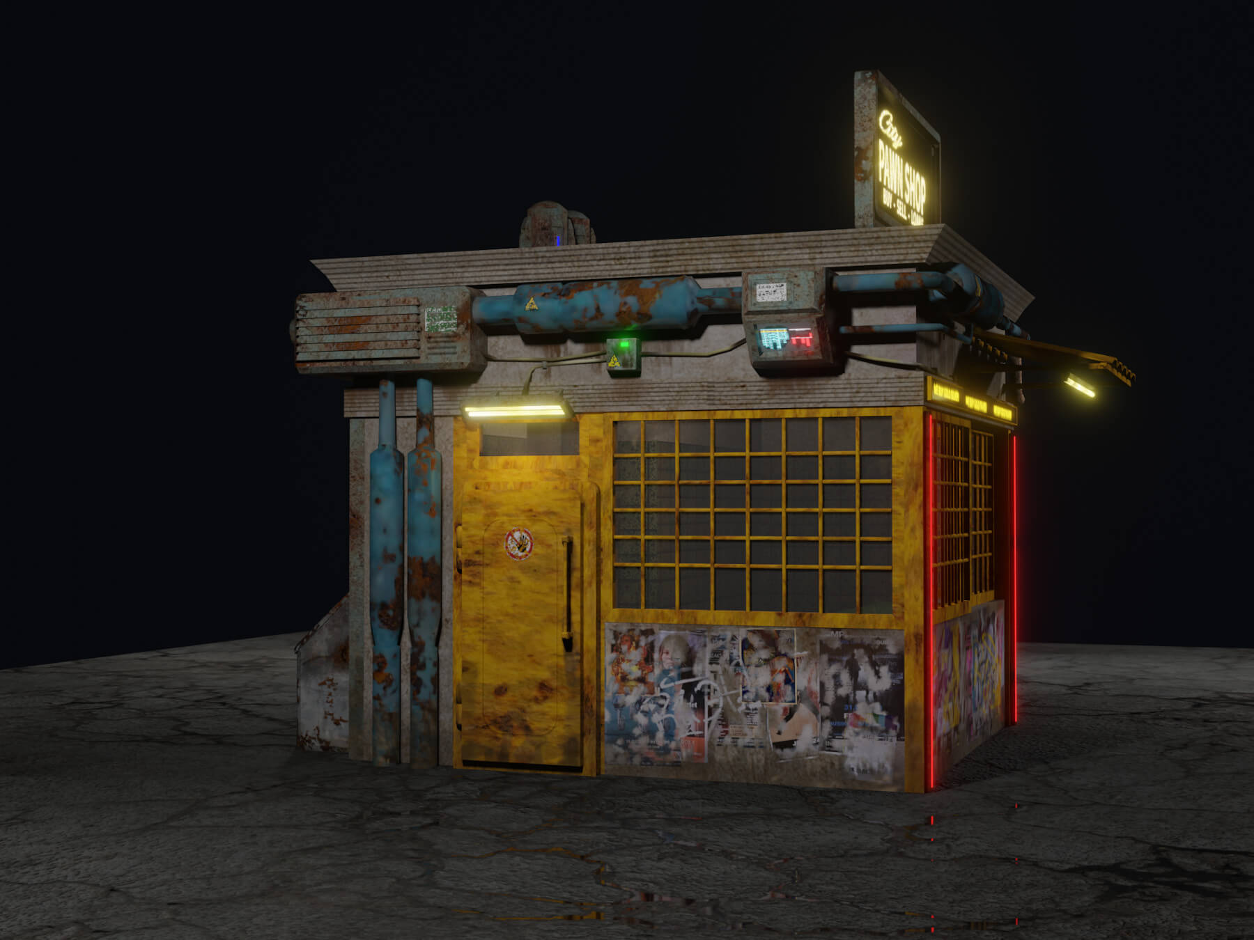 Cyberpunk Pawn Shop - 3D Model by PixMoDream