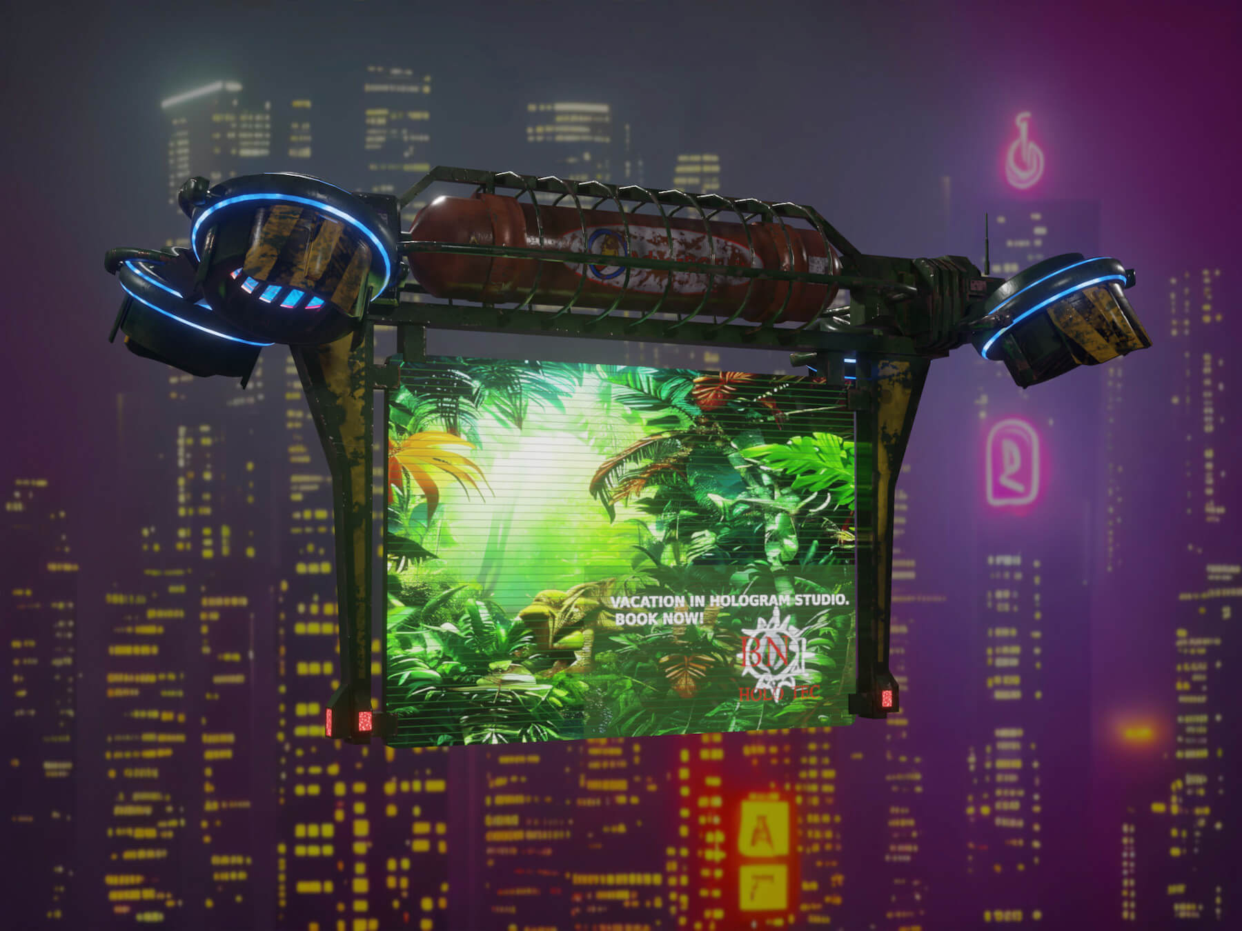 Sci-Fi Advertising Drone 3D Model by PixMoDream