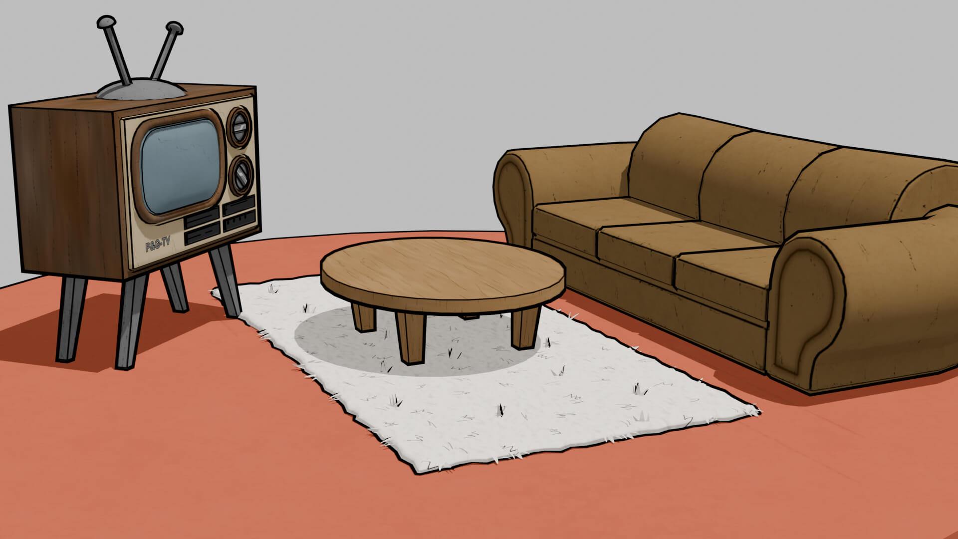 Living Room - Cartoon Style 3D Model by PizzaAndGames