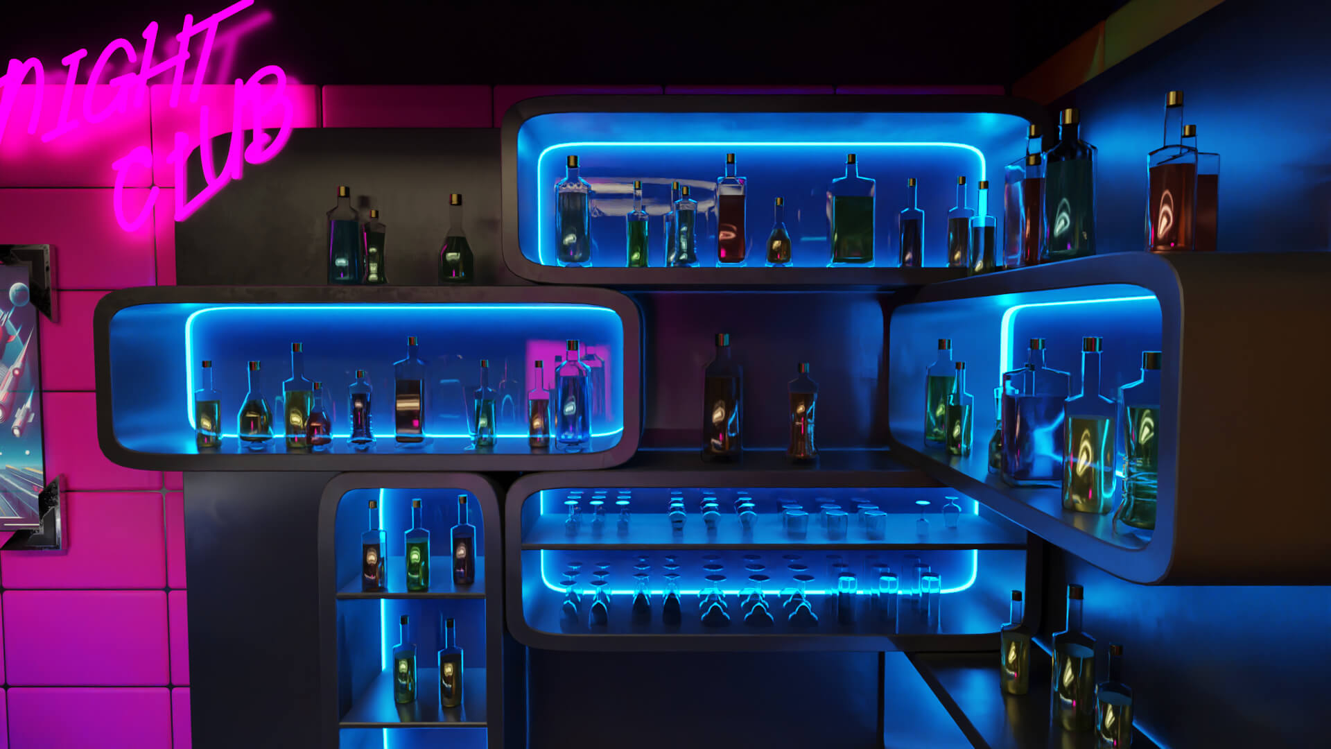 Nightclub - Futuristic Pub Ambience (Asset) 3D Model by PizzaAndGames