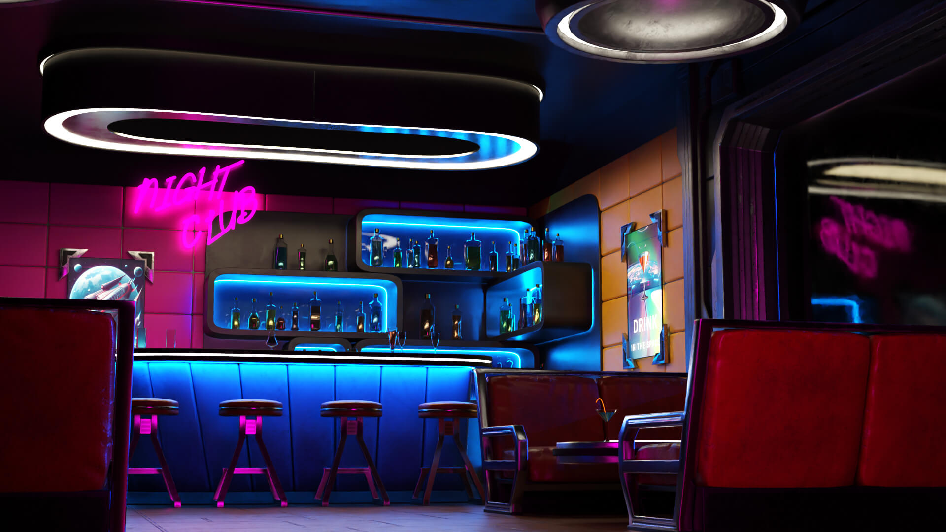 Nightclub - Futuristic Pub Ambience (Asset) 3D Model by PizzaAndGames