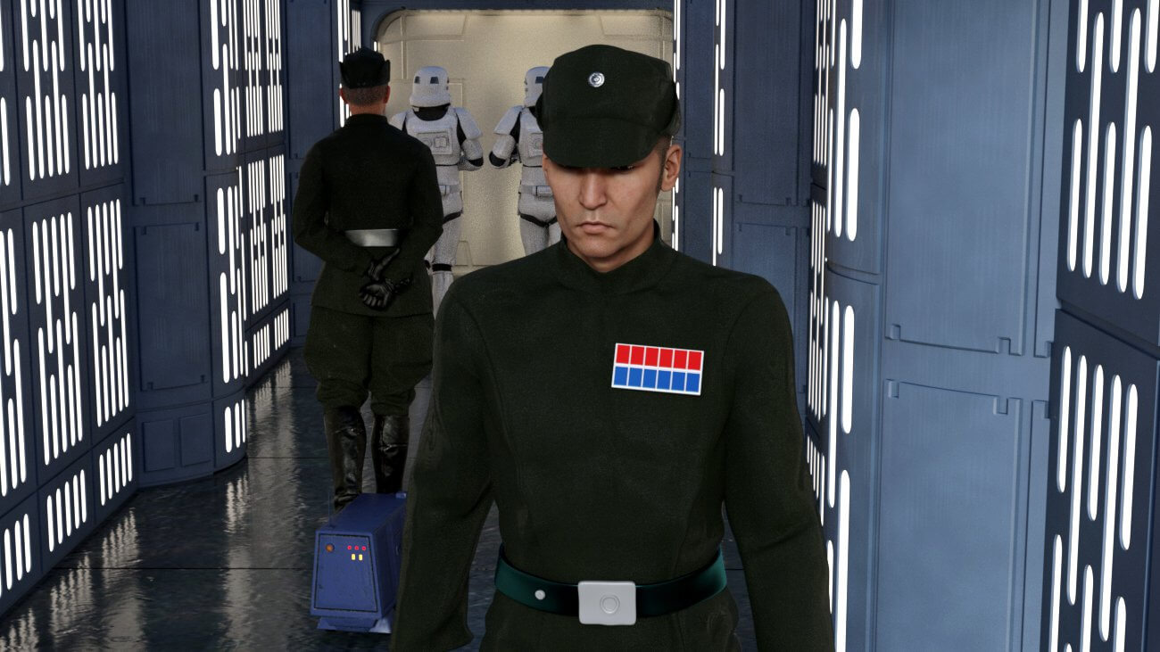 Death Star Corridor 3D Render, Digital Art by Pizzaundbier