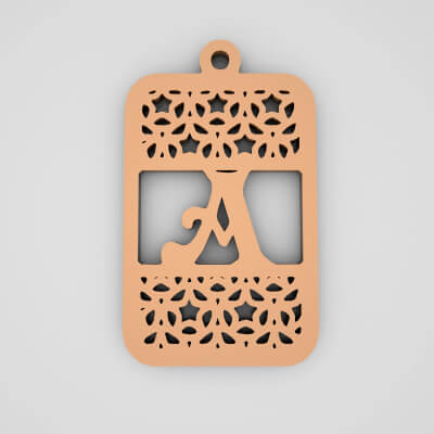 A Rectangle Split Monogram Keychain - 3D Model by pk3dstore