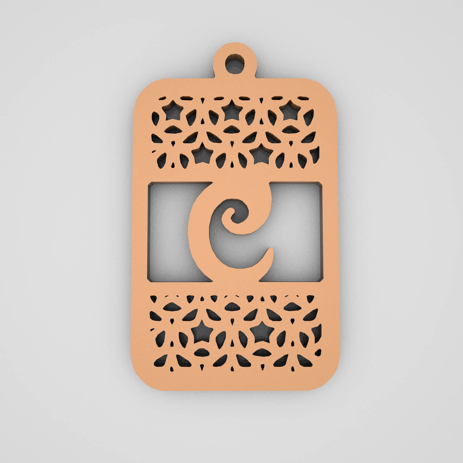 C Rectangle Split Monogram Keychain - 3D Print Model by pk3dstore