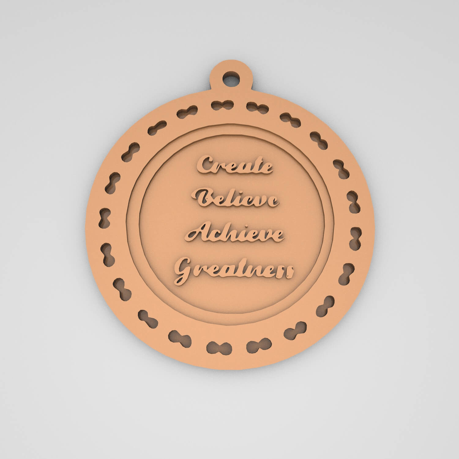 Create, Believe, Achieve Greatness Quote Round Keychain - 3D Model by ...