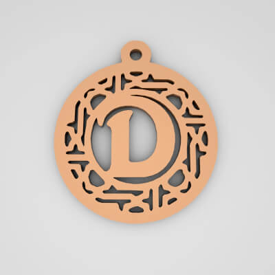 D Circular Stripe Split Monogram Keychain - 3D Model by pk3dstore
