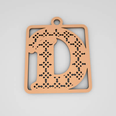 D Initial Stylish Monogram Keychain - 3D Model by pk3dstore
