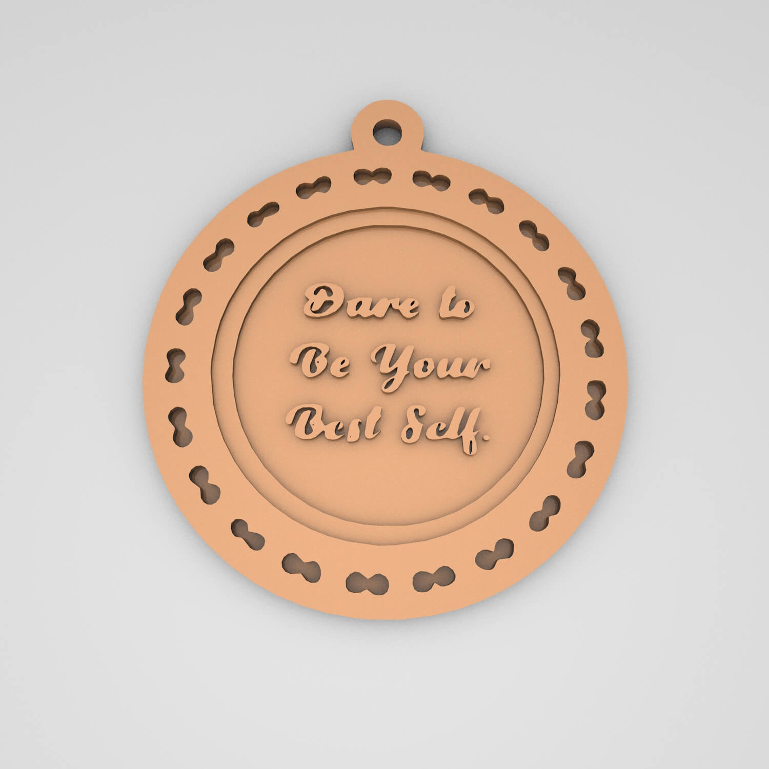 Dare To Be Your Best Self Quote Round Keychain - 3D Model by pk3dstore