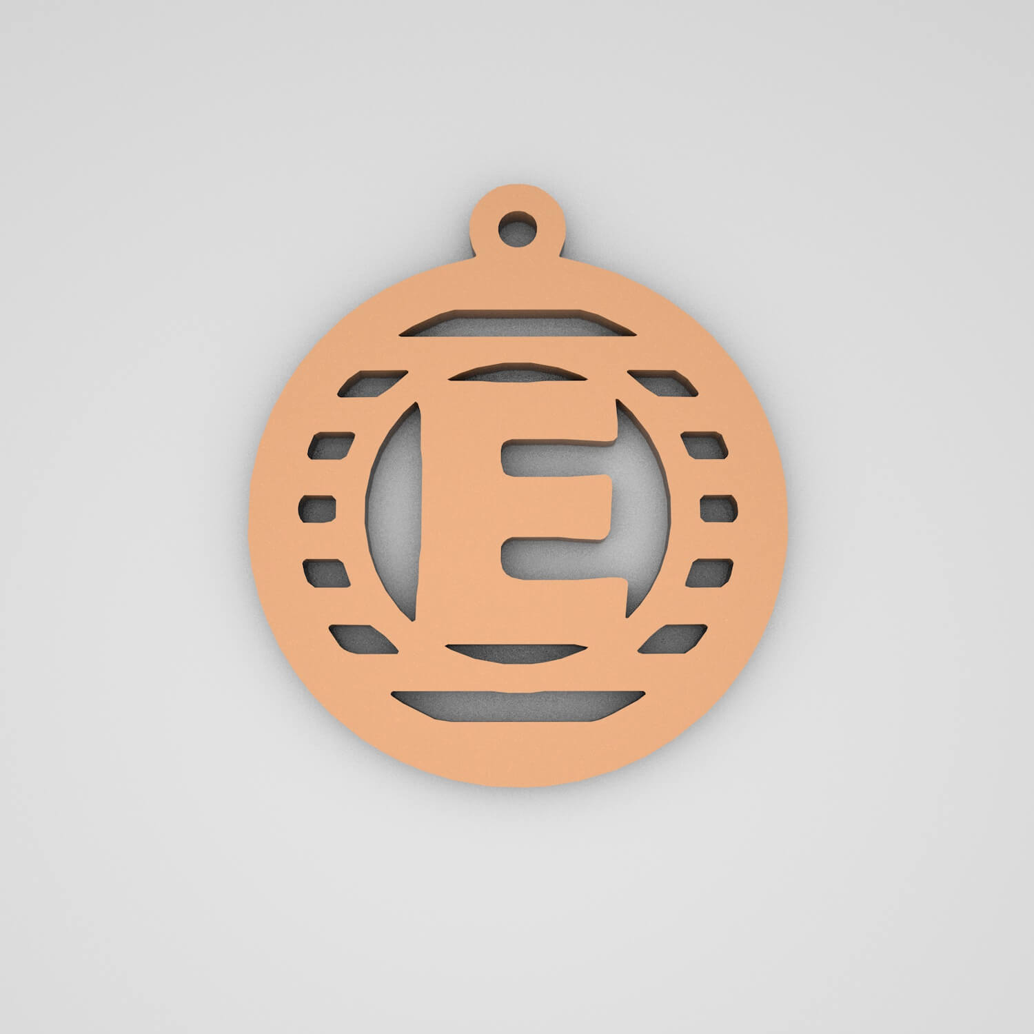 E Initial Stylish Monogram Keychain - 3D Model by pk3dstore