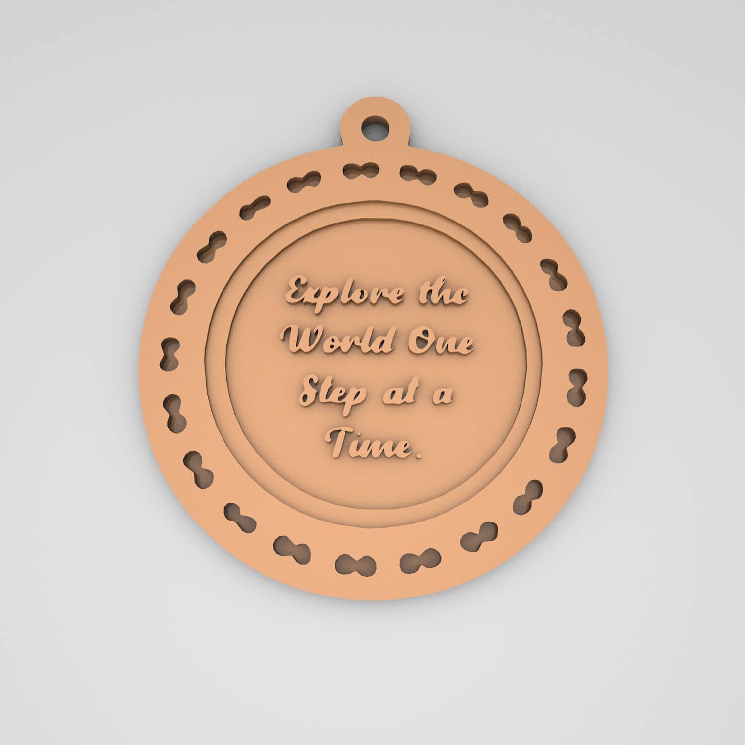 Explore the world one step at a time Quote Round keychain - 3D Print ...