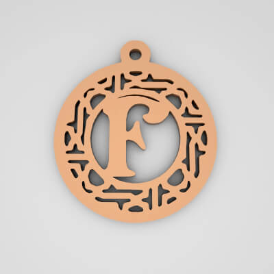 F Circular Stripe Split Monogram Keychain - 3D Print Model by pk3dstore