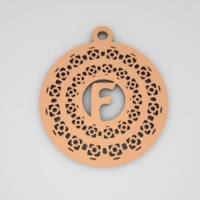 F Monogram Cute Keychain - 3D Print Model by pk3dstore