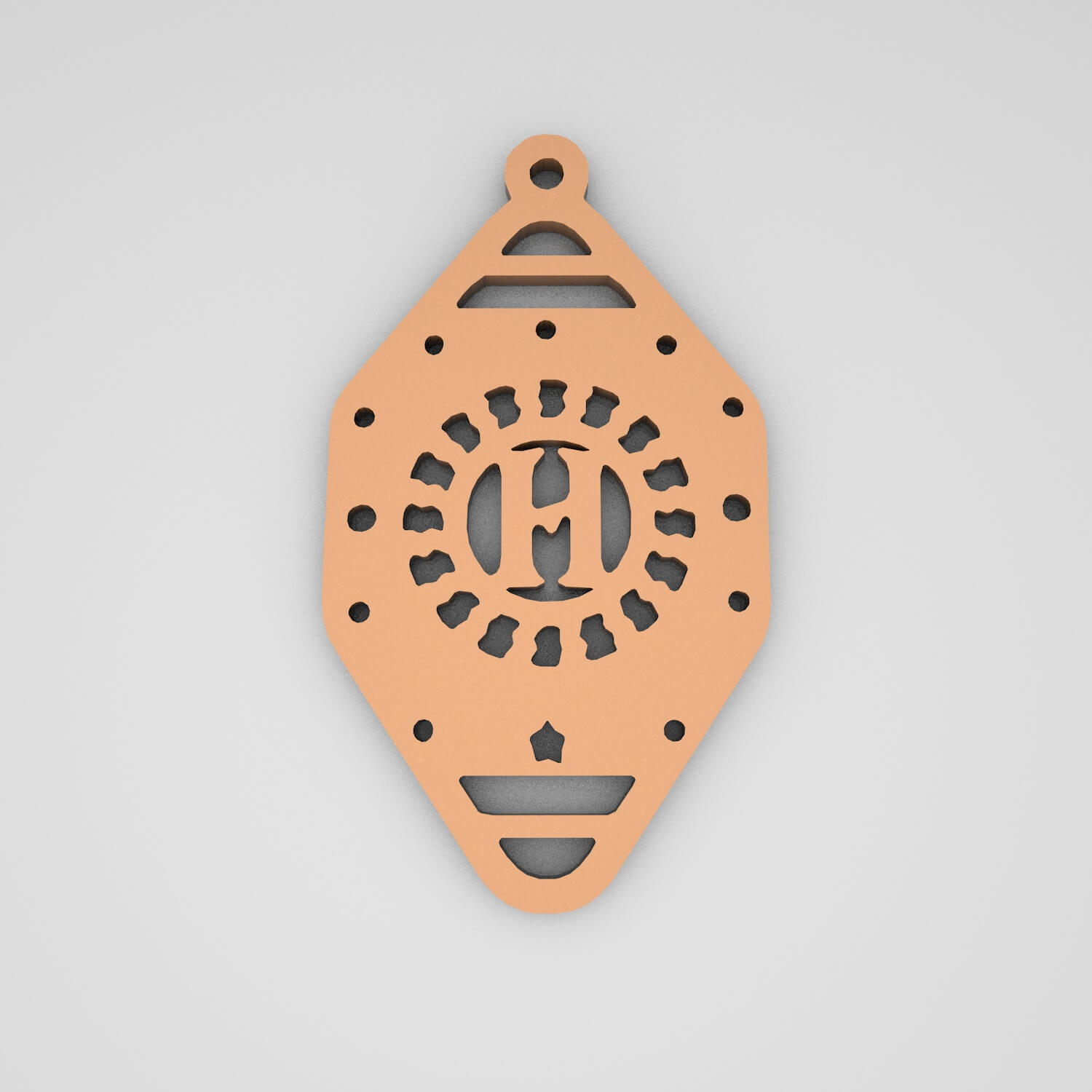 H Initial Monogram Stylish Keychain 3D Render by pk3dstore