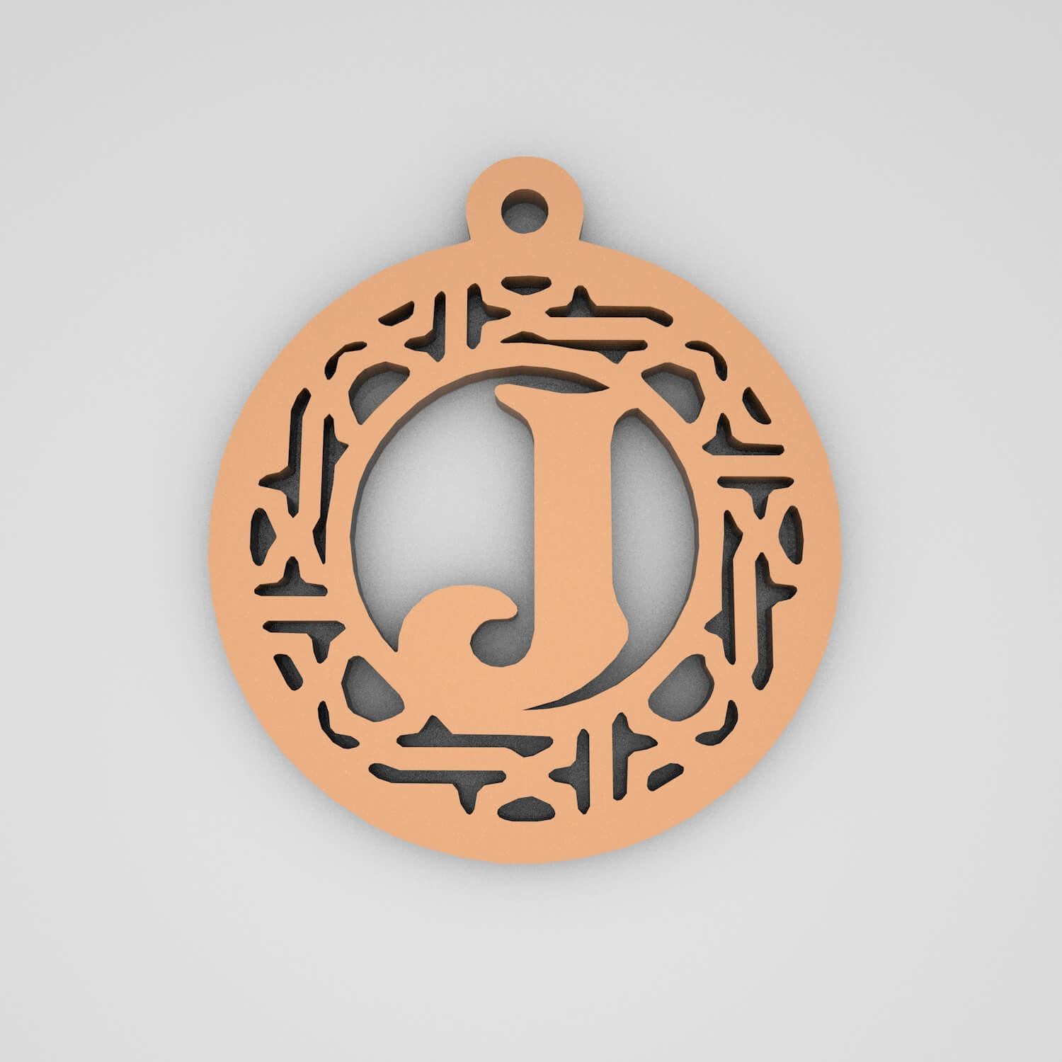 J Circular Stripe Split Monogram Keychain 3D Render by pk3dstore