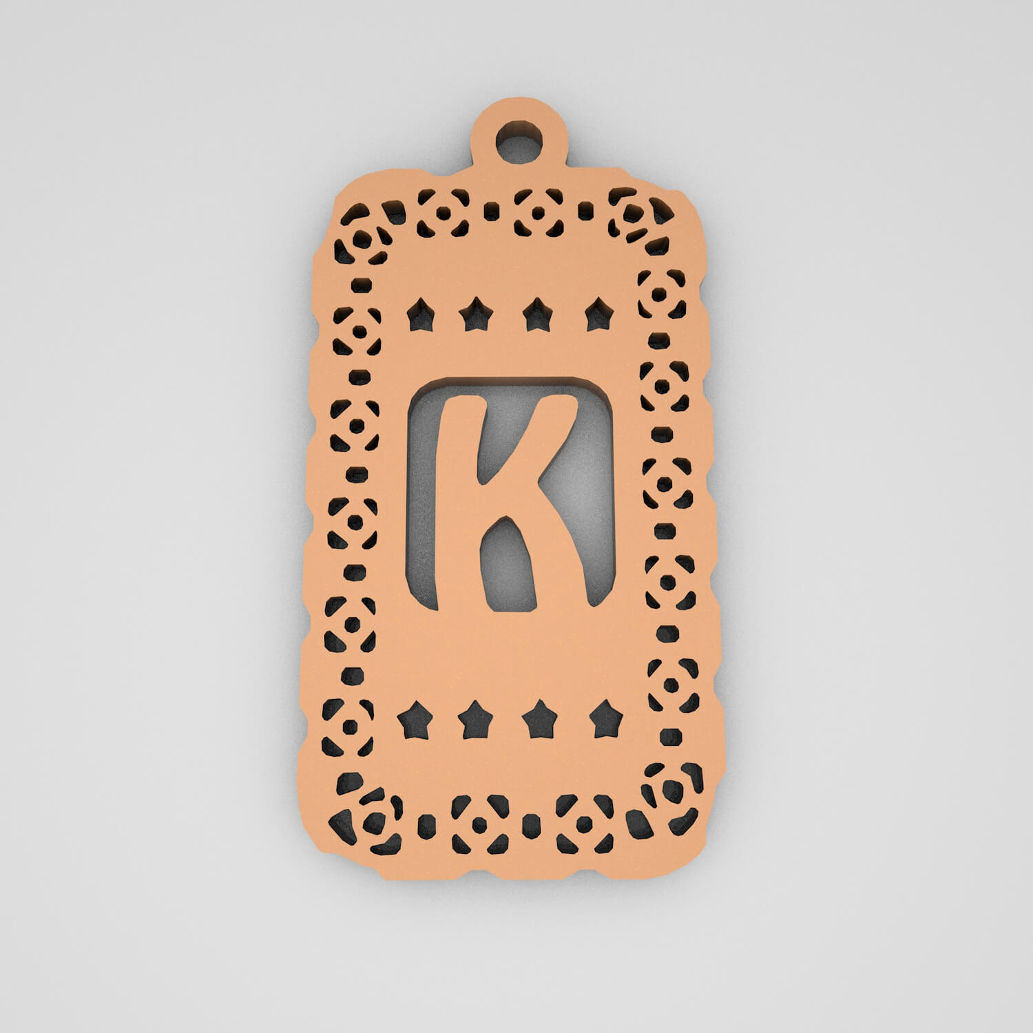 K Rectangle Star Monogram Cute Keychain 3D Render by pk3dstore