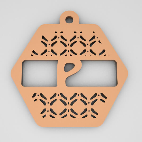 S Hexagonal Stripe Split Monogram Keychain 3D Render | RenderHub Gallery