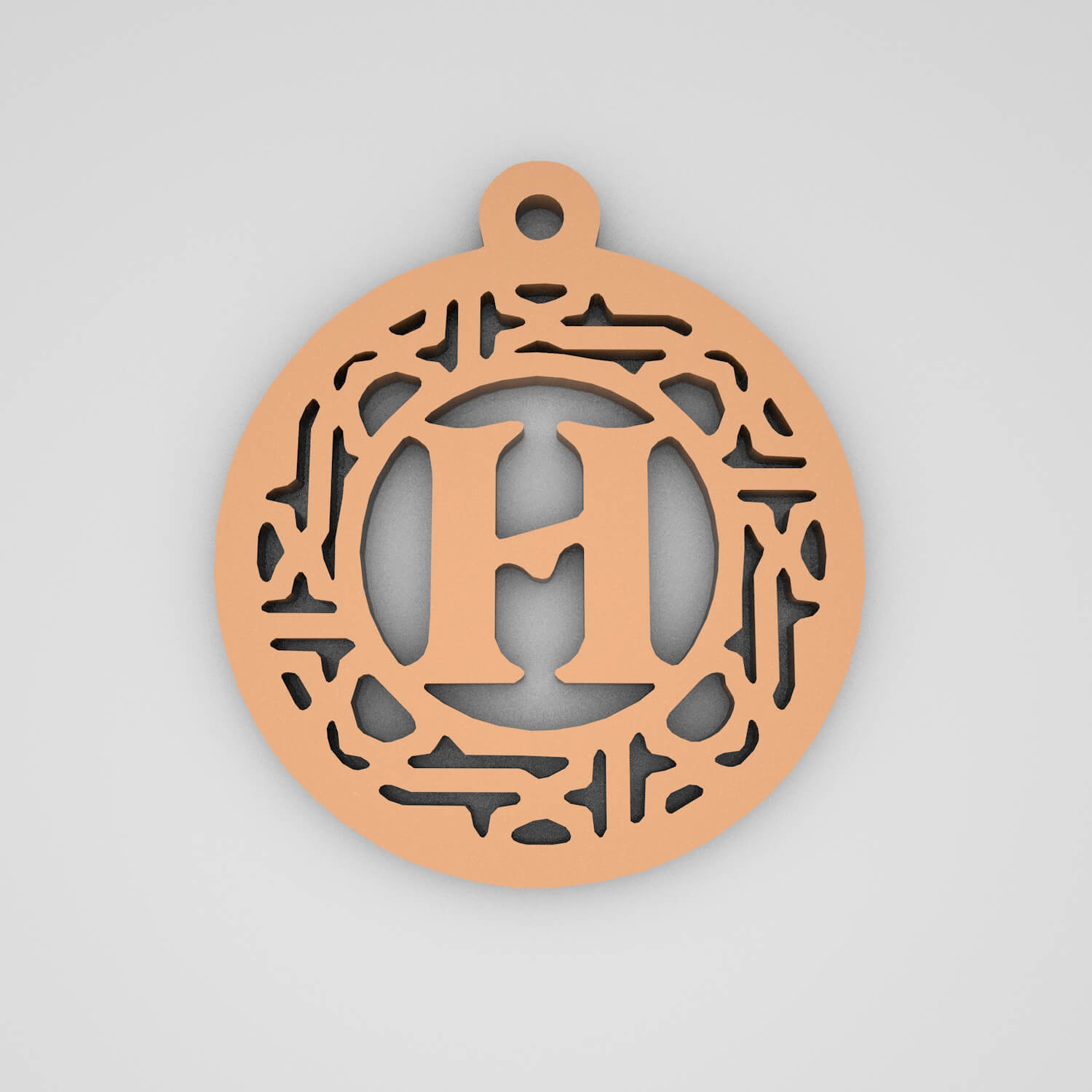 H Circular Stripe Split Monogram Keychain - 3D Print Model by pk3dstore