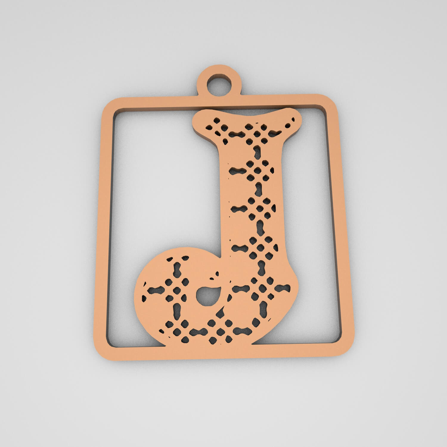 J Initial Stylish Monogram Keychain - 3D Model by pk3dstore