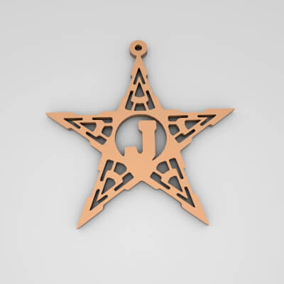 J Star Monogram Cute Keychain - 3D Model by pk3dstore