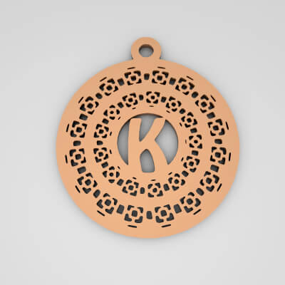 K Monogram Cute Keychain - 3D Print Model by pk3dstore