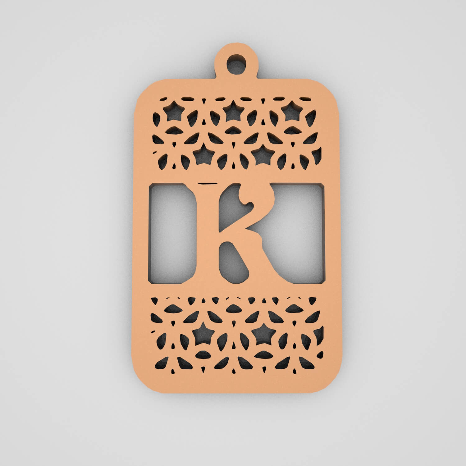 K Rectangle Split Monogram Keychain - Free 3D Model by pk3dstore