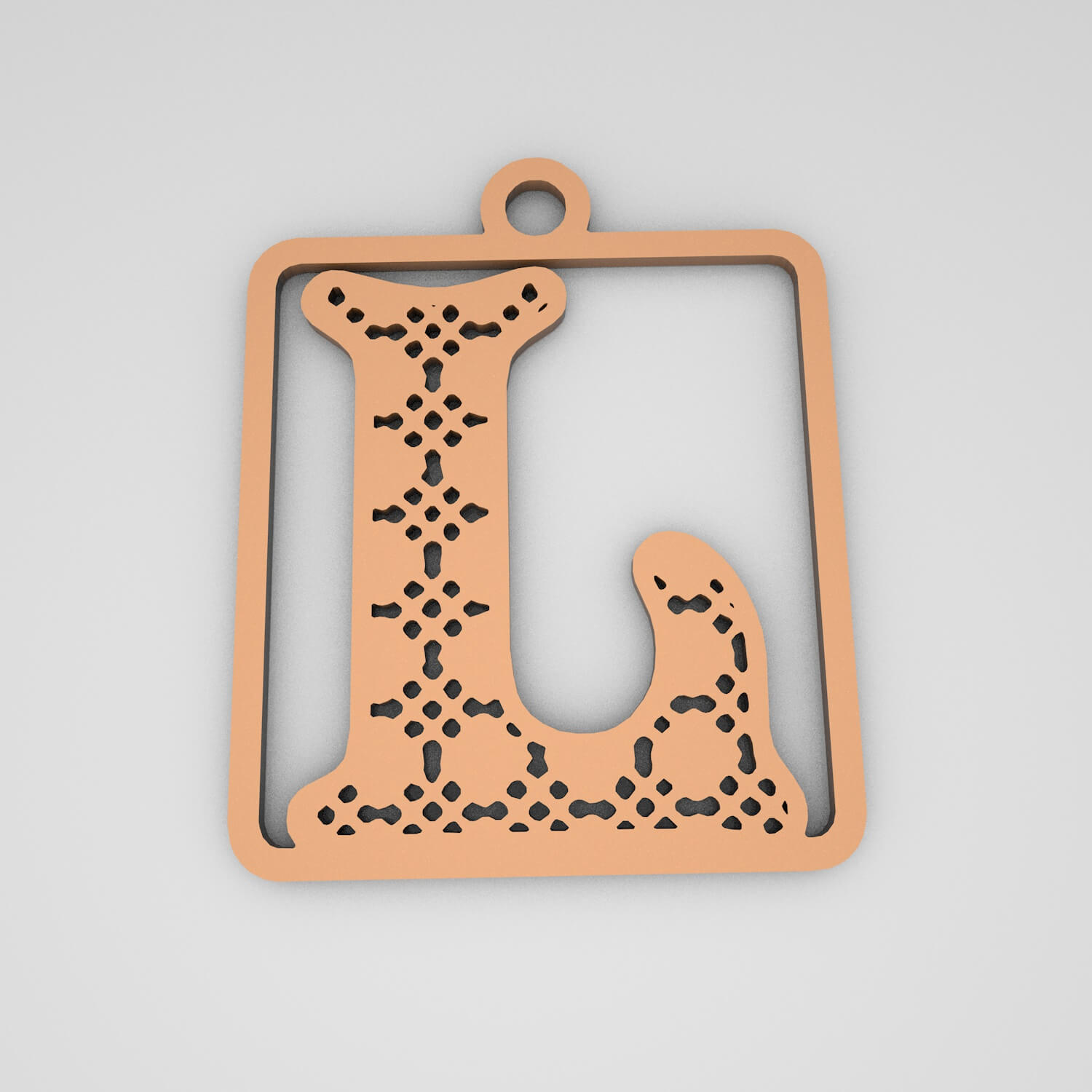 L Initial Stylish Monogram Keychain - 3D Model by pk3dstore