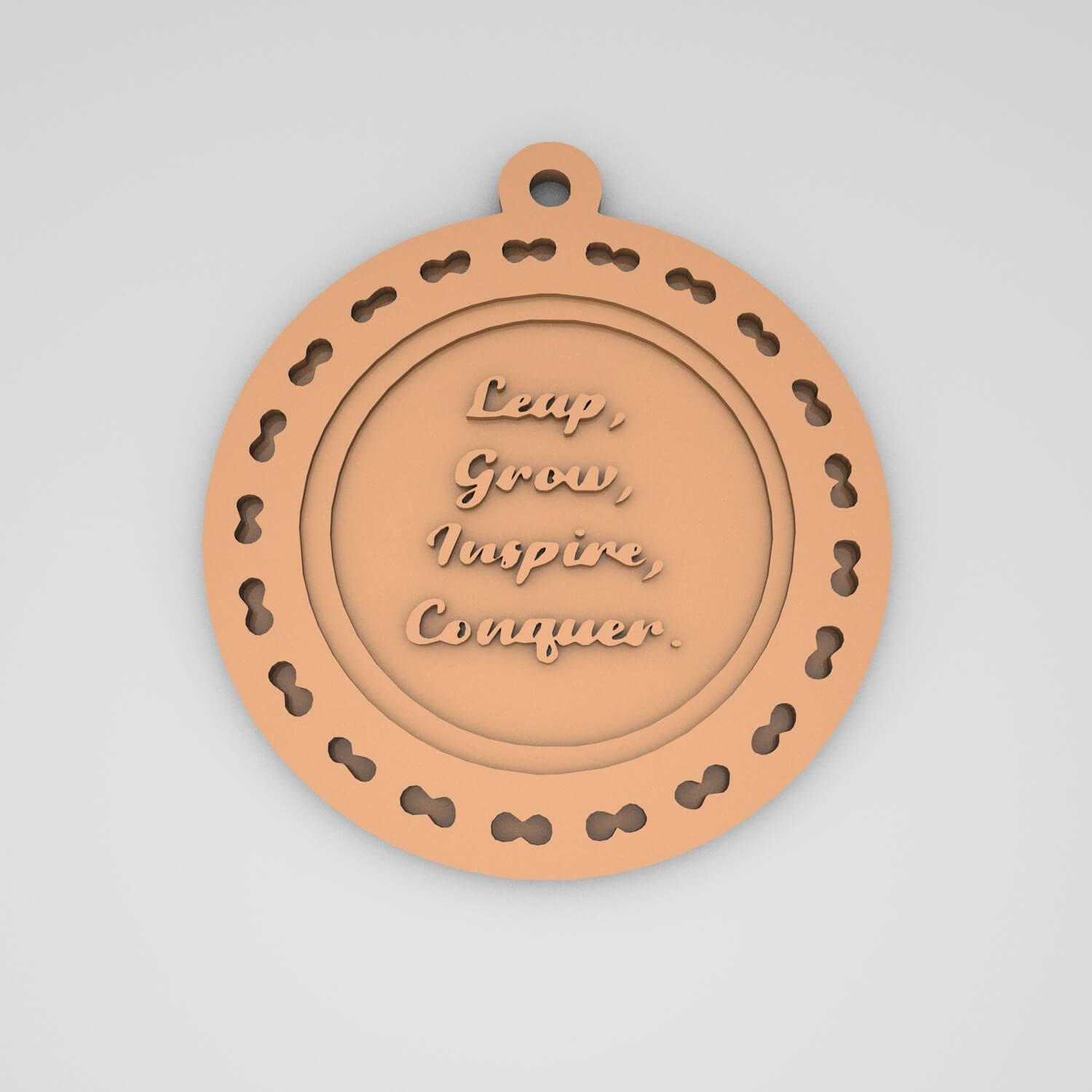 Leap, Grow, Inspire, Conquer Quote Round Keychain - 3D Print Model by ...