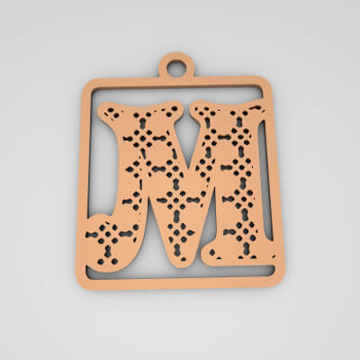 M Initial Stylish Monogram Keychain - 3D Model by pk3dstore