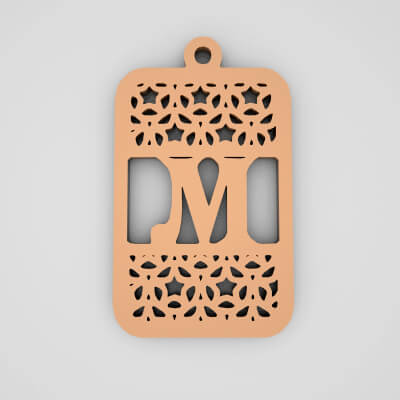 M Rectangle Split Monogram Keychain - 3D Print Model by pk3dstore