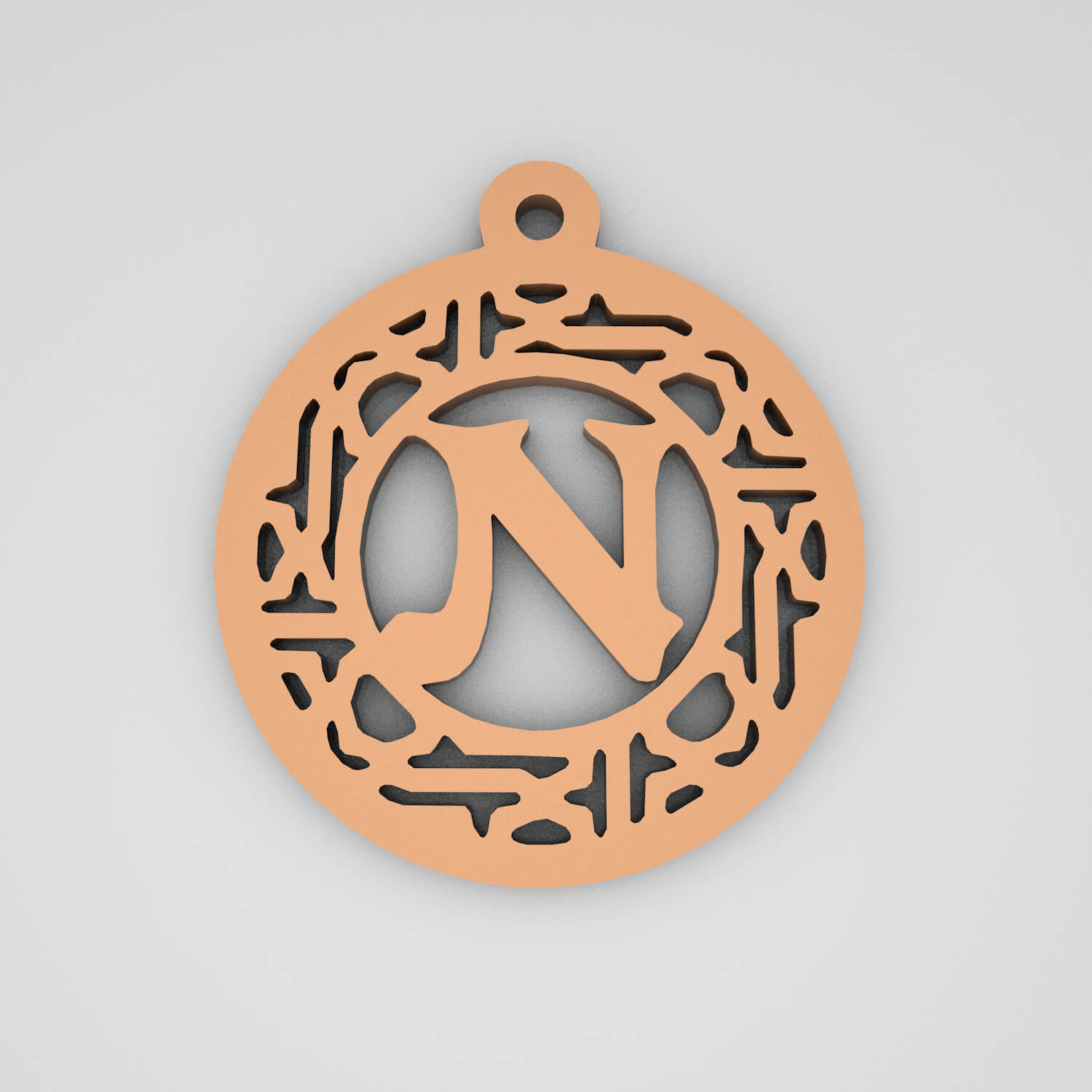 N Circular Stripe Split Monogram Keychain - 3D Print Model by pk3dstore