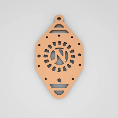 N Initial Monogram Stylish Keychain - 3D Model by pk3dstore