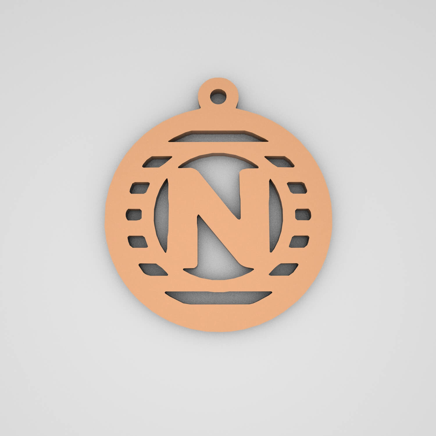 N Initial Stylish Monogram Keychain - 3D Model by pk3dstore