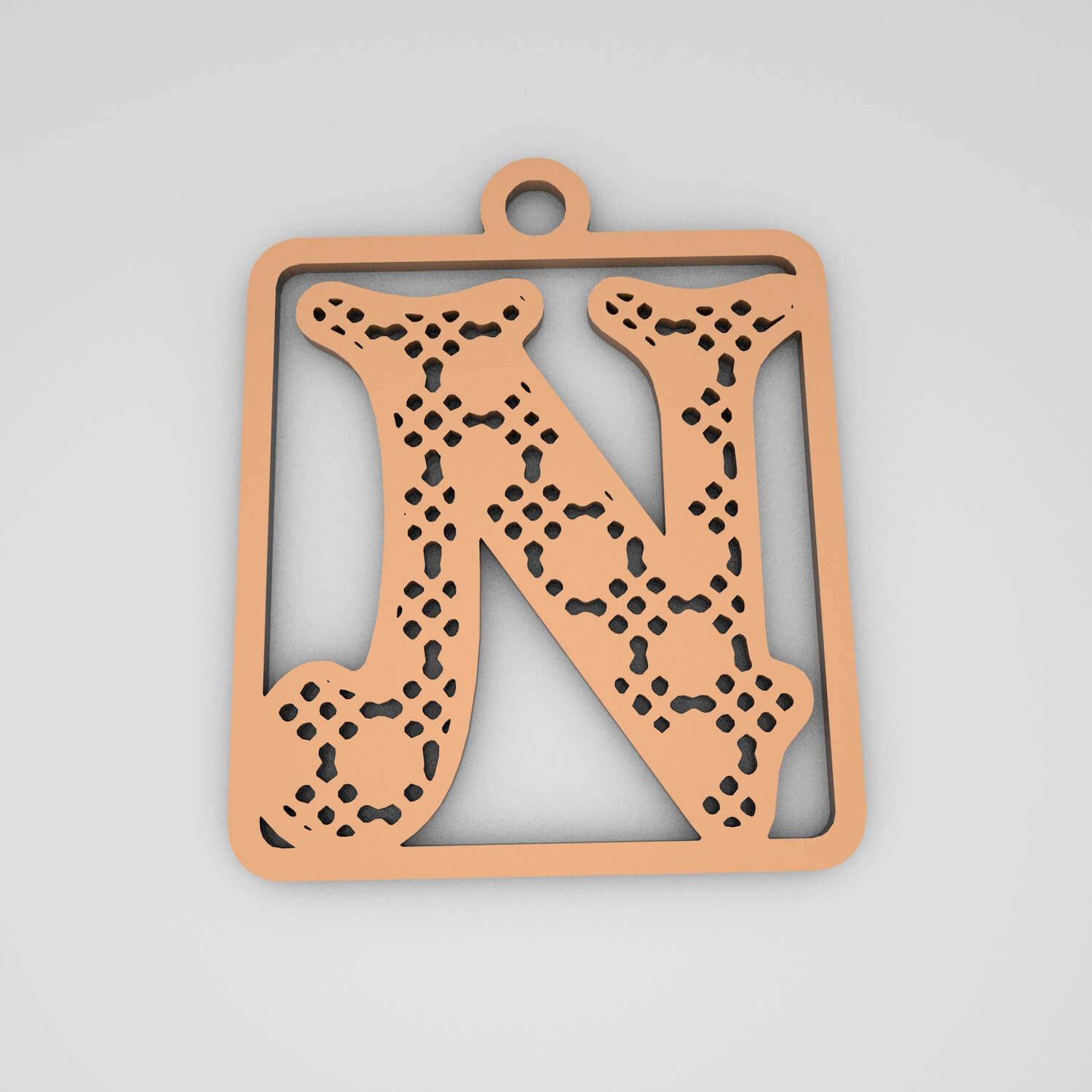 N Initial Stylish Monogram Keychain - 3D Model by pk3dstore