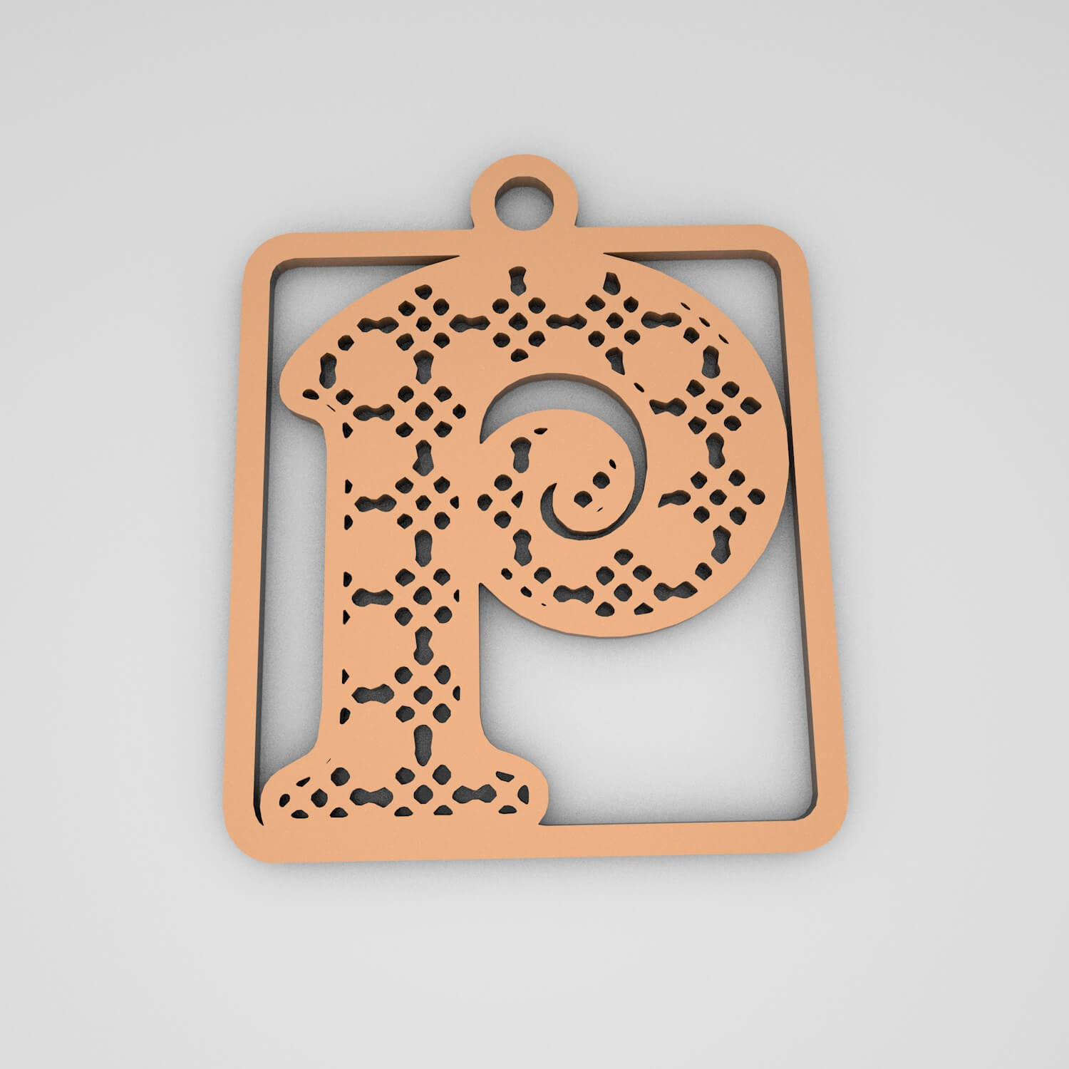 P Initial Stylish Monogram Keychain - 3D Print Model by pk3dstore