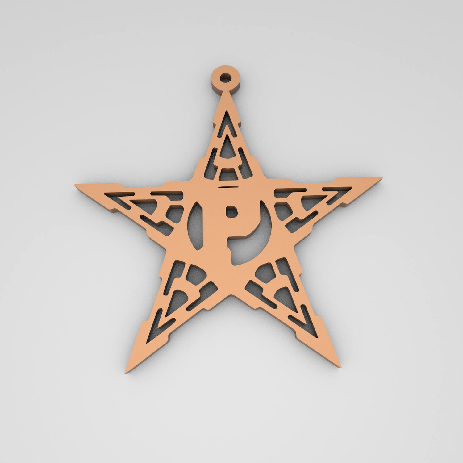 P Star Monogram Cute Keychain - 3D Model by pk3dstore