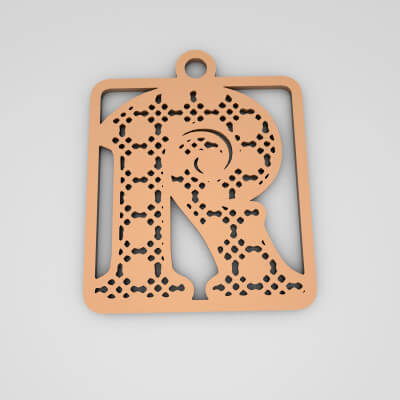 R Initial Stylish Monogram Keychain - 3D Model by pk3dstore