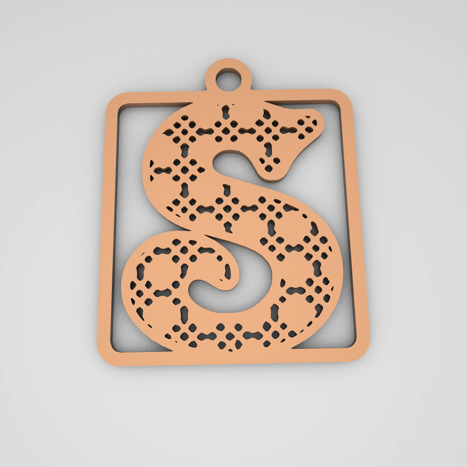 S Initial Stylish Monogram Keychain - 3D Model by pk3dstore