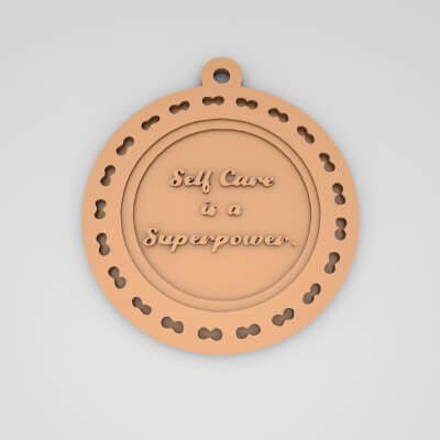 Self-Care Is a Superpower Quote Round Keychain 3D Model by pk3dstore