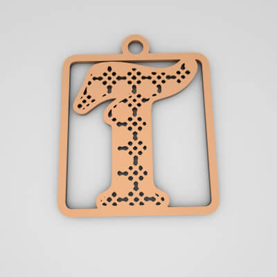 T Initial Stylish Monogram Keychain - 3D Print Model by pk3dstore