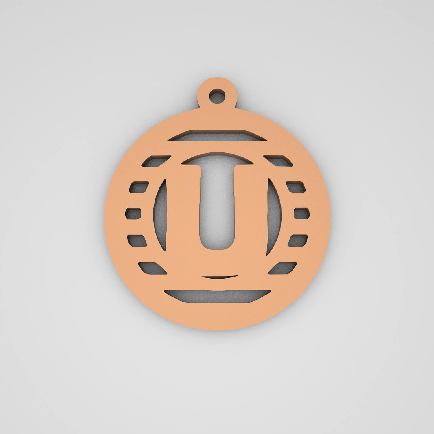 U Initial Stylish Monogram Keychain - 3D Model by pk3dstore