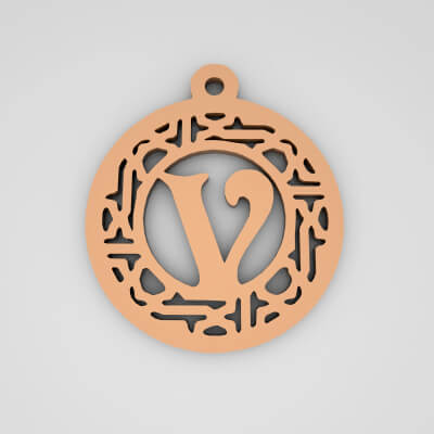 V Circular Stripe Split Monogram Keychain - 3D Model by pk3dstore