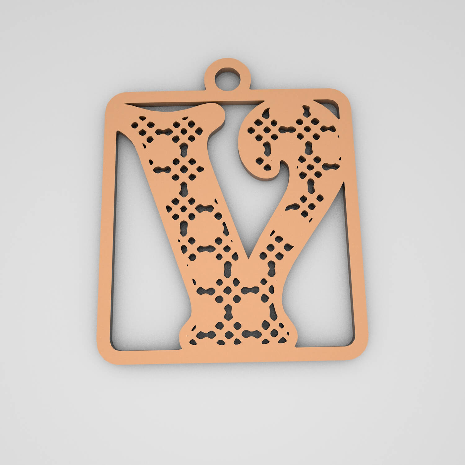 V Initial Stylish Monogram Keychain - 3D Print Model by pk3dstore