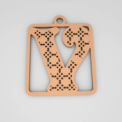 V Initial Stylish Monogram Keychain - 3D Print Model by pk3dstore