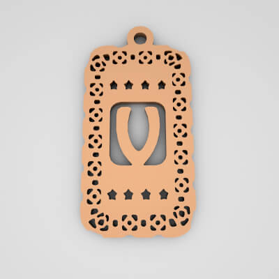 V Rectangle Star Monogram Cute Keychain - 3D Model by pk3dstore