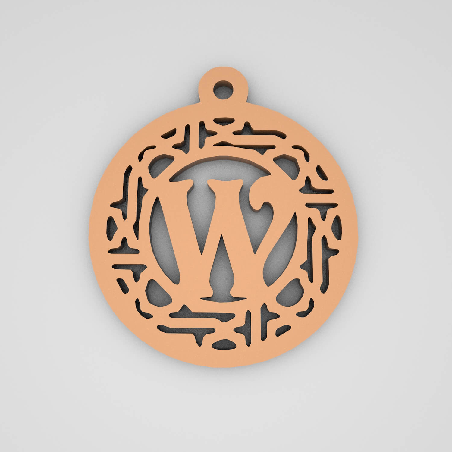 W Circular Stripe Split Monogram Keychain - 3D Print Model by pk3dstore