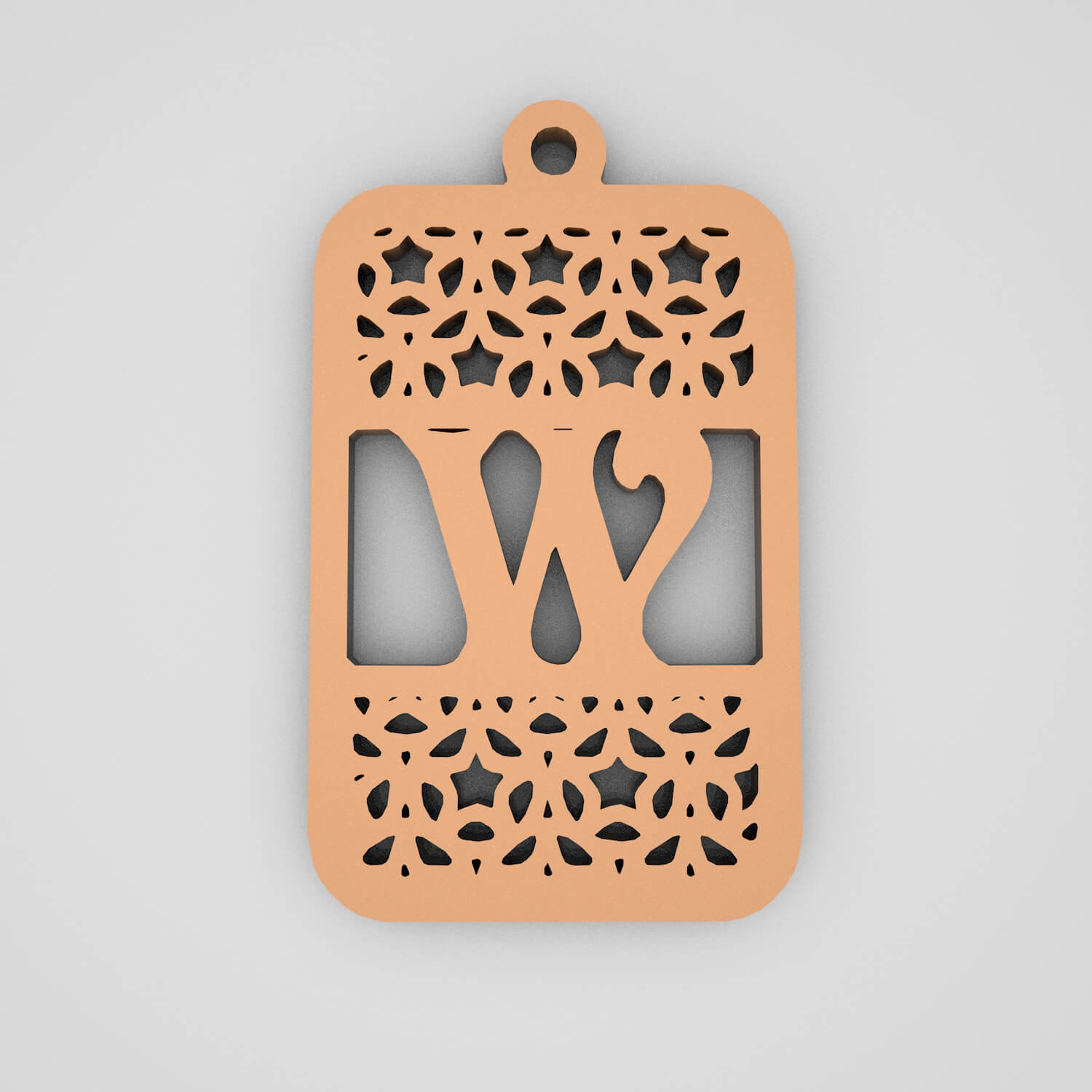 W Rectangle Split Monogram Keychain - 3D Model by pk3dstore